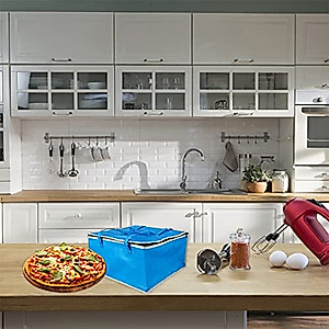 Luxshiny Food Delivery Bag Food Delivery Bags Insulated Reusable Grocery Bag Professional Catering Transportation Bag for Hot Cold Lunch Containers Beverages Drink Packaging Blue Portable