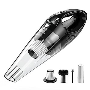 Powools Car Vacuum Cordless Rechargeable - Handheld Vacuum Cleaner High Power with Fast Cahrge Tech, Portable Vacuum with Large-Capacity Battery, Handy Handheld Vac with LED Light, Silver (PL8189)