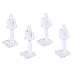 Mikikit 4 Pcs Toilet Hinge Bolt Set Plastic Screws and Nuts for Toilet Seat Installation