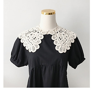 WENLOOY Retro Hollow Out Lace Floral False Collar Detachable Fake Collar for Women Girl C White