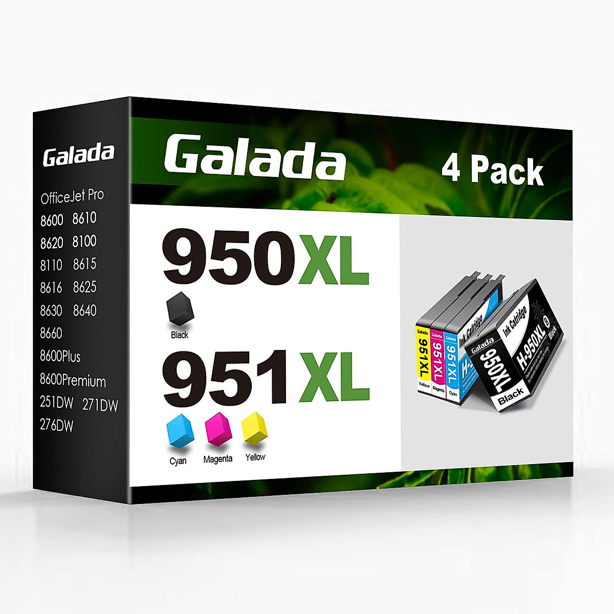 Galada Remanufactured Ink Cartridges Replacement for HP 950 951 XL 950XL 951XL Combo Pack for Officejet Pro 8600 8620 8610 8100 8660 8600 Plus Printer (4-Pack)