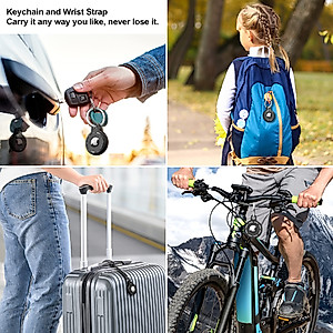 Migeec Silicone Protective Case for AirTag with Sound Holes and Keychain Hook Strap, Safety Anti-Lost Portable - Pack of 2 (Black)