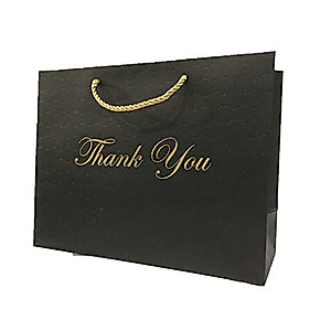 MODEENI Large Black Thank You Gift Bags Paper Shopping Bags with handles 13x10 Large Gift Bags 12 Pack Gold Foil Premium Quality Matte Embossed for Small Business 13x5x10