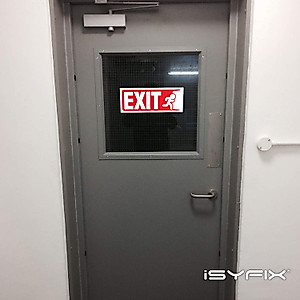 iSYFIX Exit Signs Stickers – 3 Pack 10x4 Inch – Premium Self-Adhesive Vinyl, Laminated for Ultimate UV, Weather, Scratch, Water and Fade Resistance, for Office, Buildings, Workplace, Indoor & Outdoor