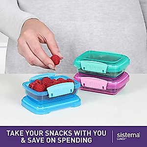 Sistema Lunch Collection Food storage containers, Blue, Green, Pink 6.7oz