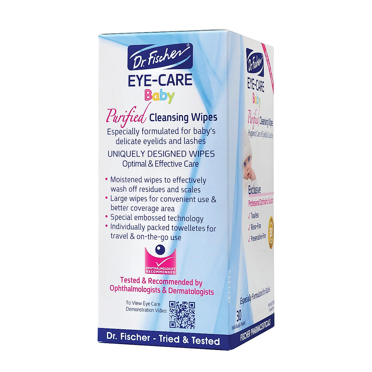 Dr. Fischer Premium Baby Eyelid Wipes, 60 Count, Pre-moistened, Hypoallergenic, Non-Irritating, Rinse Free, Pediatrician Recommended