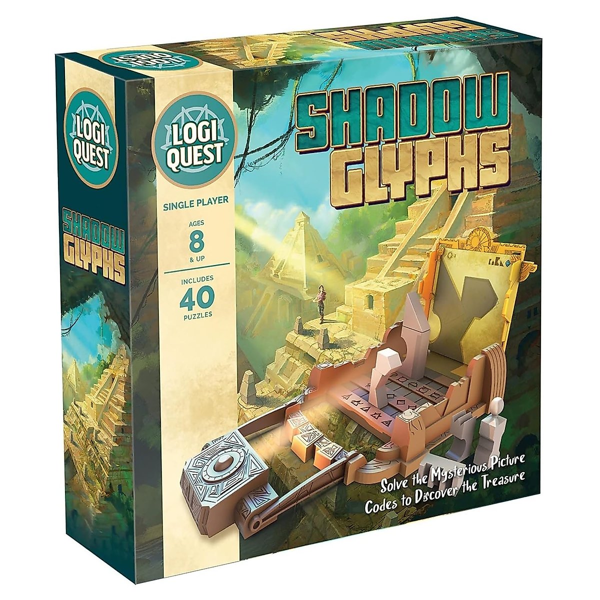 Shadow Glyphs Logic Puzzle Board Game | LogiQuest Puzzle Adventure Game | Kids & Family Puzzle Game | Includes 40 Puzzles | Convenient Portable Case | Ages 8+ | 1 Player | Avg. Playtime 15 Minutes