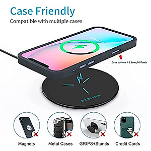 Color Rokk[2-Pack] Wireless Phone Charger,15W Fast Charging pad for iPhone 16/16plus/16pro Max/15 14/13/12/11/X,Google Pixel 9/Pixel 9 Pro/8/7/6,Samsung Galaxy S24 Ultra/S23/S22(No AC Adapter)