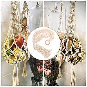 Cabilock 1pc Cotton Rope Hanging Basket Storage Basket Macrame Hanging Planter Space Saving Fruit Hanging Wall Basket Macrame Fruit Hammock Storage Mesh Bags Pendant Shopping Potato Wood
