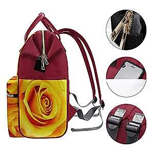 Yellow Rose Diaper Bag Backpack Large Capacity Mommy Bags Multifunction Nappy Bag Travel Back Pack Red-Style
