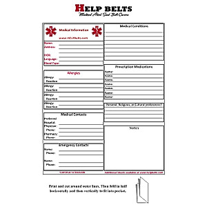 General Medical Alert Help Belt 6” Child Size Medical Alert Seat Belt Cover with Inside Pocket, Medical Form and Online Fillable Forms (Cloud)…