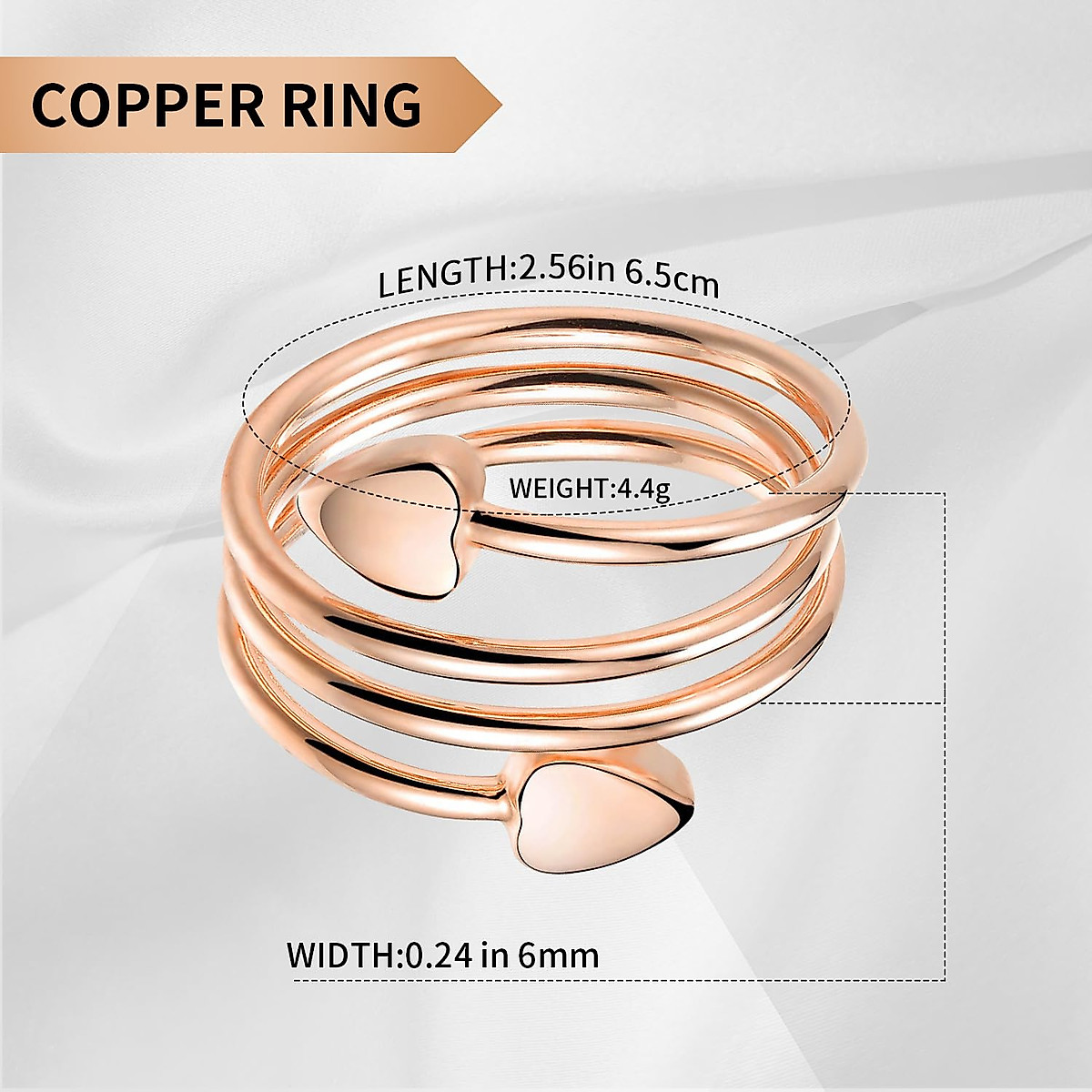 BioMag Copper Ring for Women, 99.99% Pure Copper Magnetic Rings for Lymphatic Drainage, Adjustable Jewelry Gifts for Women