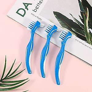 Baring 12 Pack Denture Brush Hard Denture Cleaning Brush False Teeth Brush Toothbrush Multi-Layered Bristles&Portable Denture Double Sided Brush