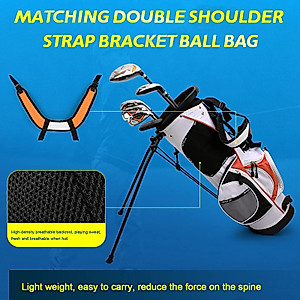 PGM Golf Club Set - Junior Complete Golf Club Set for Kids Children - Right Handed - Driver(#1), Hybrid, Iron(#7,#9,#S), Putter, Golf Stand Bag