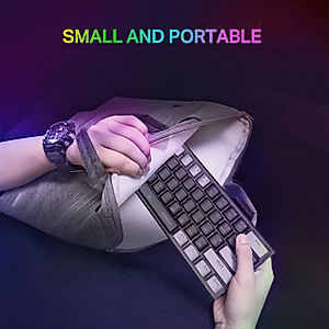 E-YOOSO 60% Wired Mechanical Gaming Keyboard, RGB Backlit Ultra-Compact 61 Keys Hot Swappable Mini Waterproof Wired Office Keyboard with Blue Switches for Windows, Mac OS Gamers (Black Grey)
