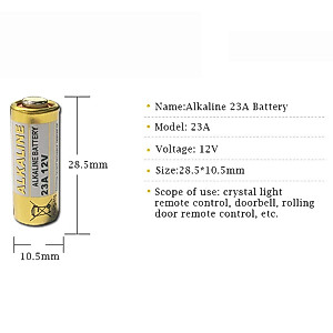 TXY A23 12V Alkaline Battery 23A 12 Volt A23 E23A MN21 Replacement Batteries 0% Hg (5PCS/Pack)