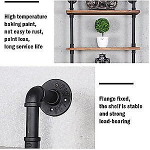 Industrial Pipe Shelving, 24inch Pipe Shelves with Wood Planks, 5 Tier Floating Shelves Wall Mounted Steampunk Real Wood Book Shelves, Retro Rustic Industrial Shelf for Bar Kitchen Living Room