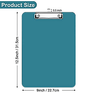 Rimilak Plastic Clipboards with Low Profile Metal Clip, Translucent Clip Board, 12.5 x 9 Inch Letter Size | Office Supply | Back to School, Teal