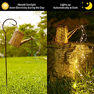 AMWGIMI Solar Lights Outdoor Garden Decor,Solar Waterfall Lights,Waterproof Watering Can Landscape Lights, for Yard Porch Lawn Backyard Landscape Pathway Patio Outside Gardening Gifts