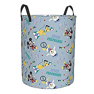 Ybovejuk Cute Large Laundry Basket fit Cartoon Character H4 Durable Waterproof Portable with Handle for Bedroom Room collapsible baskets Round Dirty Storage Clothes Circular hampers - M Black 4