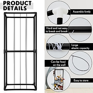 Stuffed Animal Storage Standing Storage Organizer Display Large Stuffed Animal Holder Plush Toy Storage for Kids Room Playroom Bedroom Nursery, Easy to Assemble PVC (Black)