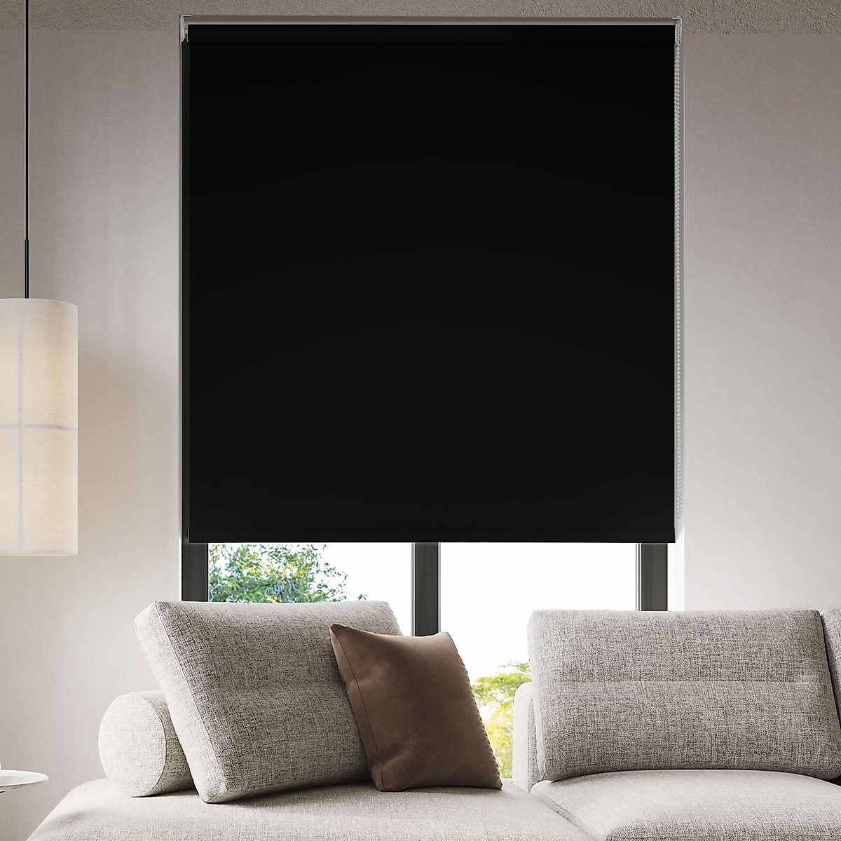 Boolegon Blackout Roller Shades for Window, Custom Roller Blinds UV Protection Thermal Insulated Pull Down Room Darkening Shades for Home Office Bedroom Kitchen, Easy Install, black,80" W x 64" H