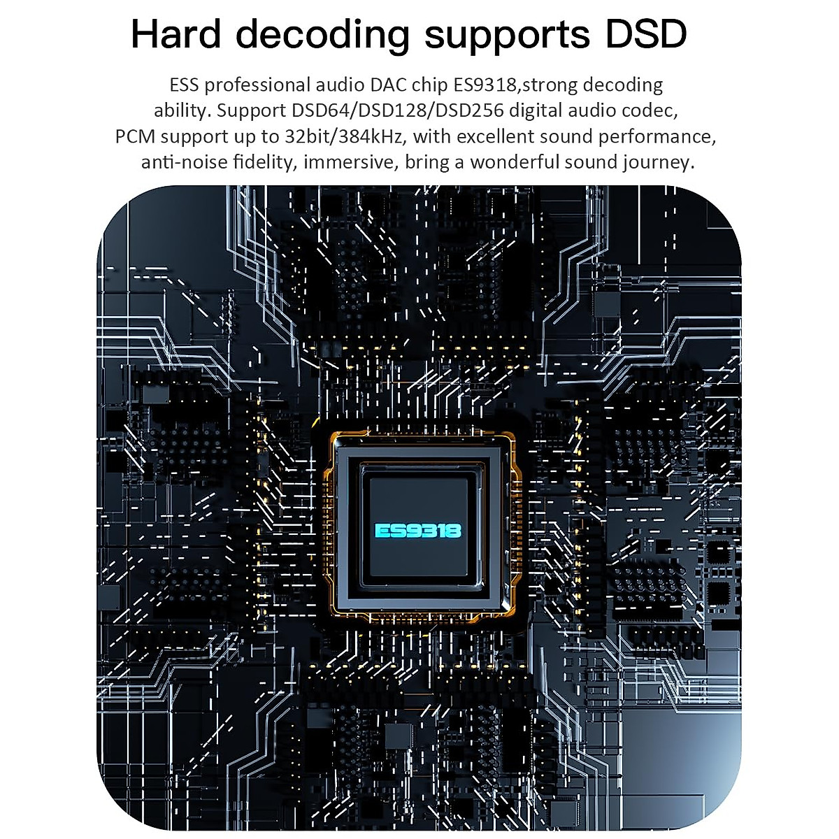 GAMDER USB Type C to 3.5mm DSD256 Hi-Fi Audio Chip Decoder 32bit 384kHz Headphone Amplifier Adapter DAC for Android Phone Mac Windows 10 （ES9318 Chip)