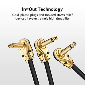 AZOR Heavy Metal Distortion Guitar Effect Pedal with Guitar Effect Pedal Cables 3 Pack (Gold)