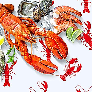 Touman Crawfish Tablecloth Birthday Party Lobster Table Covers White and Red Crawfish Table Cloth for Party Decoration Supplies, 108 x 54 inches (2)
