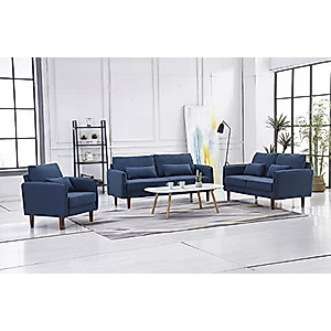 Cinnic Sofa Couch, Modern Decor Fabric Sofa, Couch Furniture Suitable for Small Spaces Living Room, Soft Fabric Upholstery, Easy, Tool-Free Assembly (Loveseat, Blue)