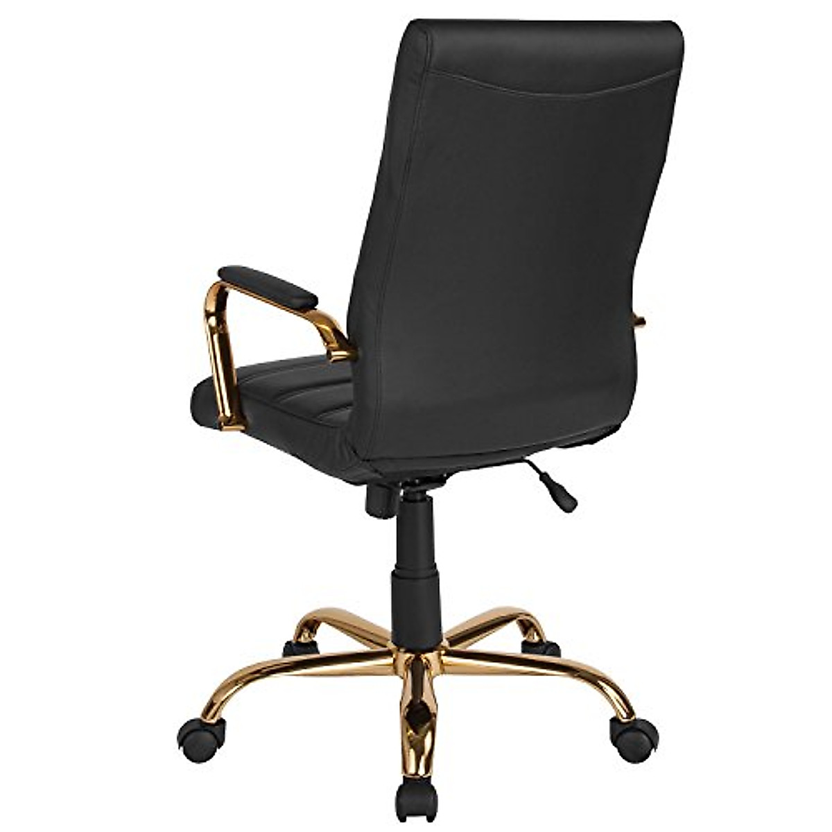 Flash Furniture Whitney High Back Desk Chair - Black LeatherSoft Executive Swivel Office Chair with Gold Frame - Swivel Arm Chair