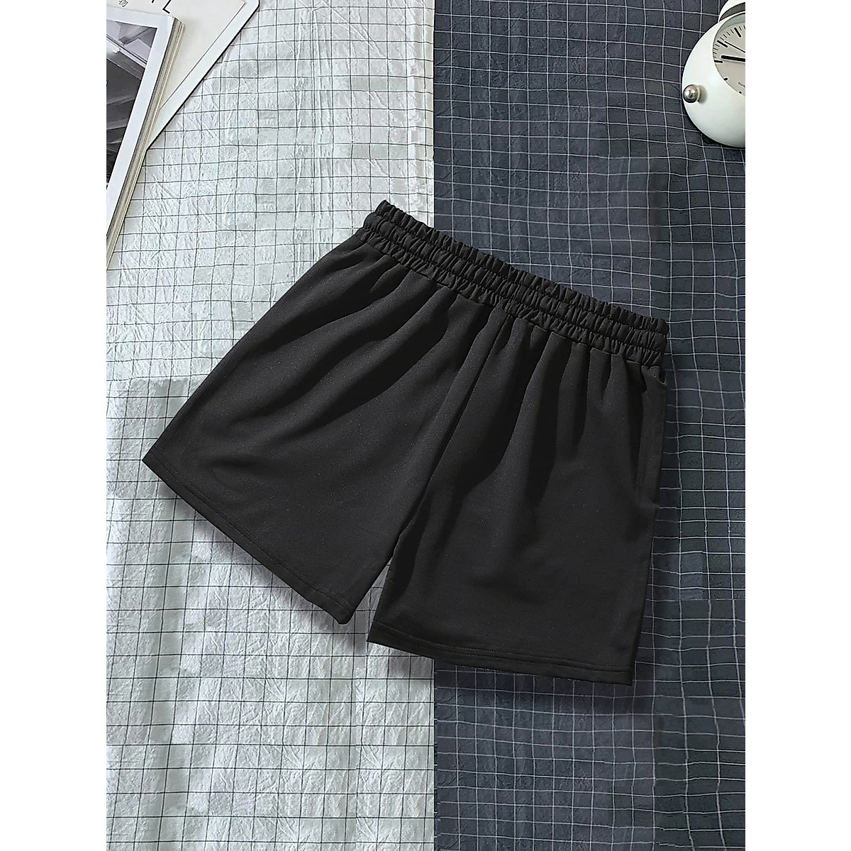 Floerns Men's Letter Graphic Print Drawstring Waist Workout Track Shorts Black XL