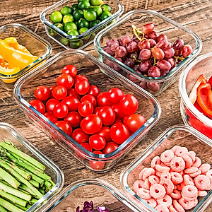 CZUMJJ Glass Meal Prep Containers Set of 12 Food Storage Containers for Lunches, Dishwasher Safe, Pink