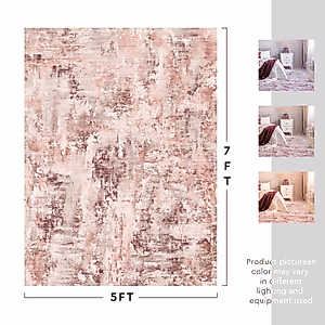 Tchido Area Rug 5x7 Rugs for Bedroom-Living Room Rugs-Pink Rugs for Girls Dorm Rugs for College Students Modern Washable Rugs Rose Pink