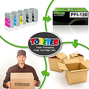ToBeter Remanufactured PFI120 Ink Cartridge Pigment Tank Replacement for Canon PFI-120 PFI-120MBK PFI-120BK PFI-120C PFI-120M PFI-120Y Works with Image PROGRAF IPF TM-200 205 300 305 Printer (5-Pack)