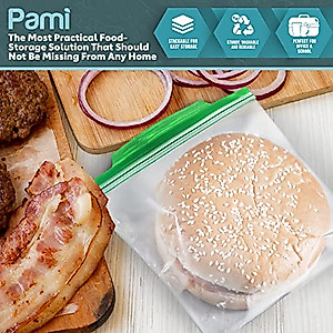 PAMI Double Zip Sandwich Bag [100 Pieces] - Leakproof Ziplock Sandwich Bags With Freshness Lock- Food-Safe Zipper Storage Bags For Sandwiches, Snacks, Fruits & More- Resealable Sandwich Baggies