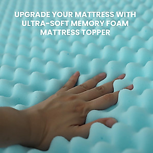Simple&Opulence 3 Inch Egg Crate Memory Foam Mattress Topper, Cooling Gel Mattress Pad, Convoluted Foam for Promote Airflow and Relieve Pressure Points, CertiPUR-US Certified - Full Size