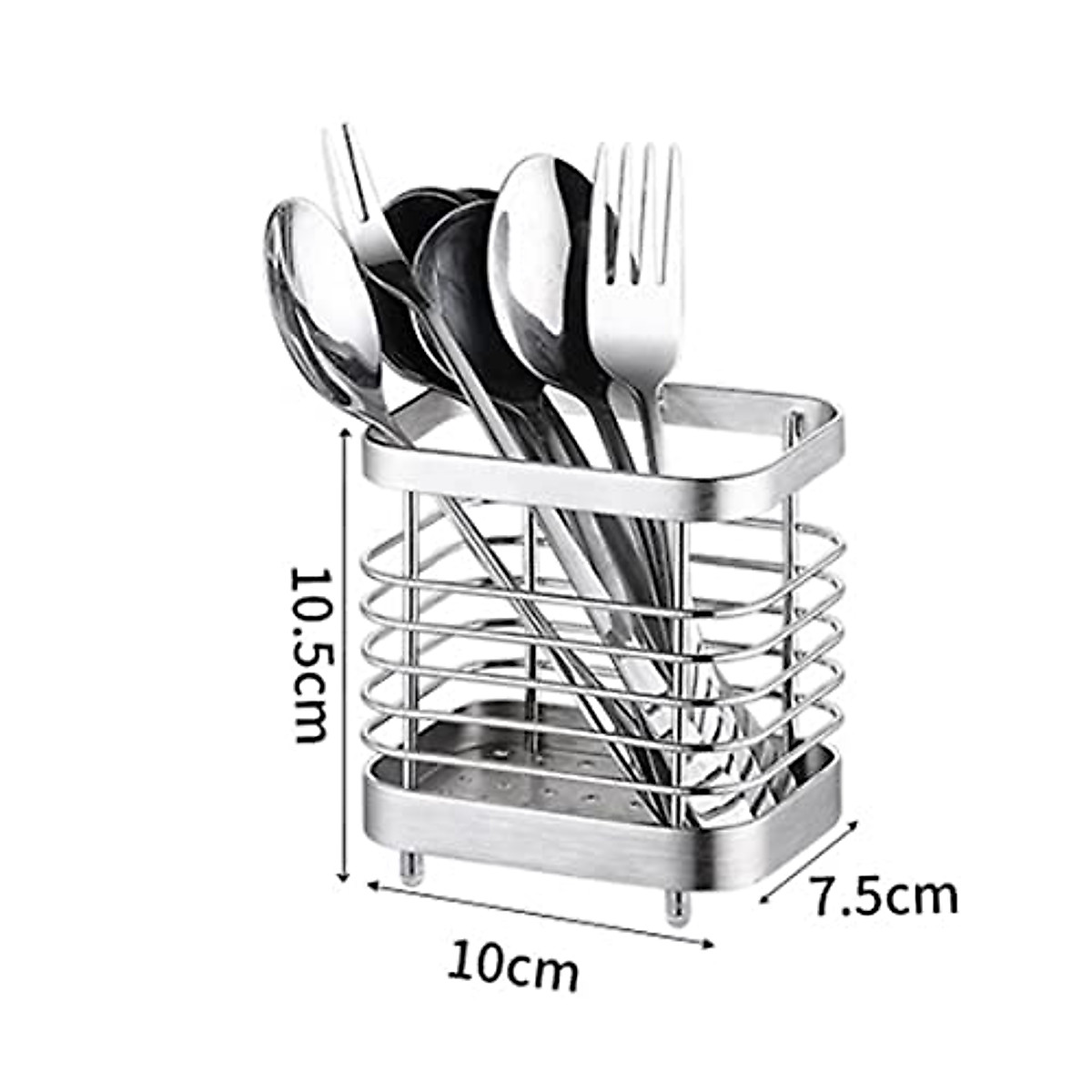ANHORTS Kitchen Utensil Holder, Stainless Steel Sink Utensil Holder Countertop, Kitchen Utensil Drying Caddy, Cutlery Drainer for Kitchen Utensil, Rust-Proof Cutlery Utensil Organizer (silver)