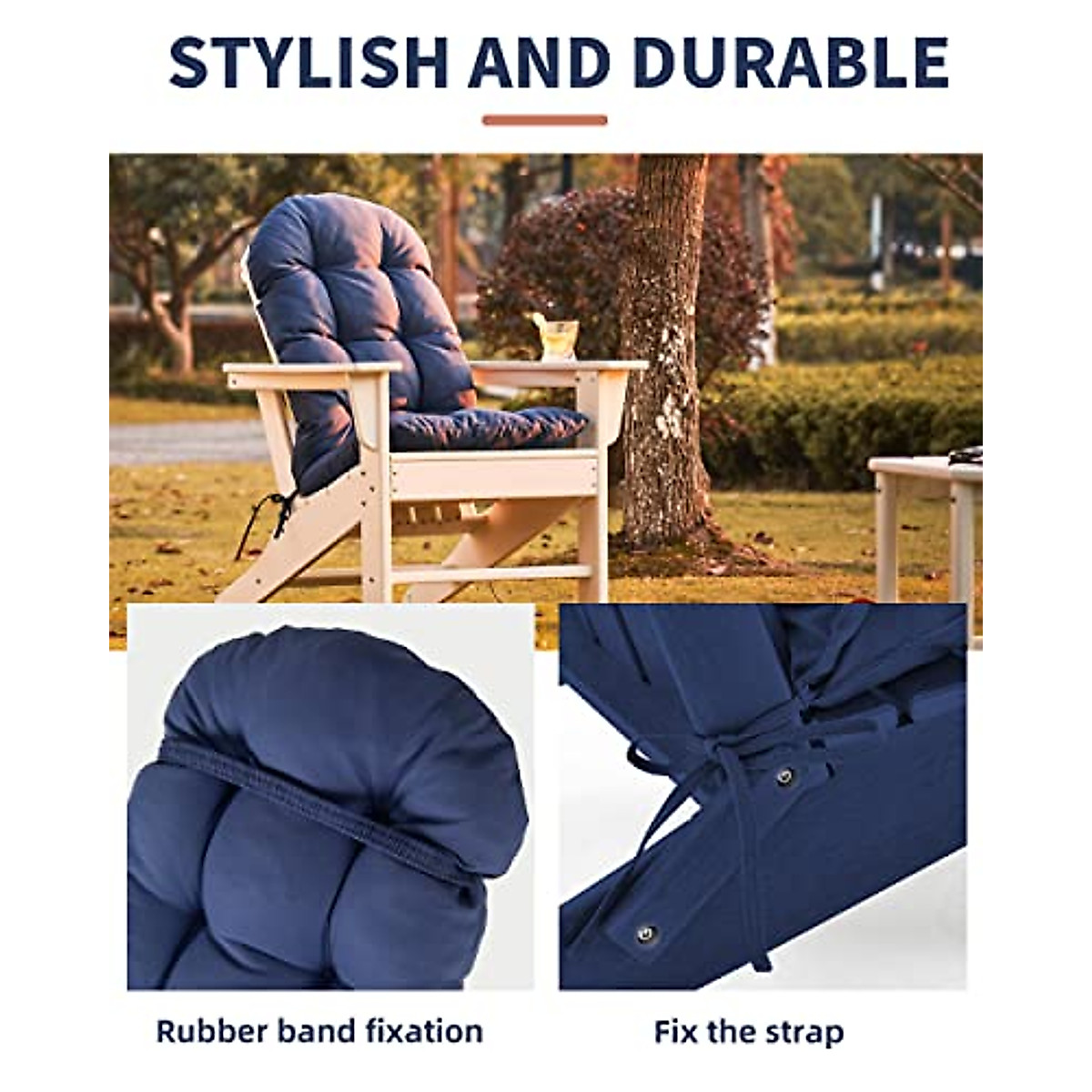 Outdoor Patio Adineondack Cushion Rocking Chair Cushions, Waterproof, Durable (Blue)