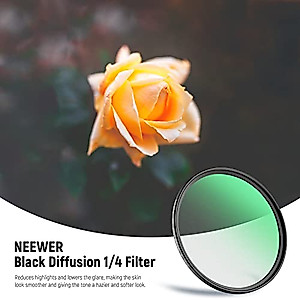 NEEWER 72mm Black Diffusion 1/4 Filter Mist Dreamy Cinematic Effect Filter Ultra Slim Water Repellent Scratch Resistant HD Optical Glass, 30 Layers Nano Coatings for Video/Vlog/Portrait Photography