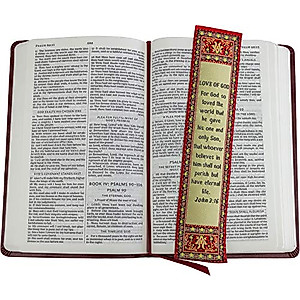 for God so Loved The World, Woven Fabric Christian Bookmark, Silky Soft John 3:16 Flexible Bookmarker for Novels Books and Bibles, Traditional Turkish Woven Design, Memory Verse Gift