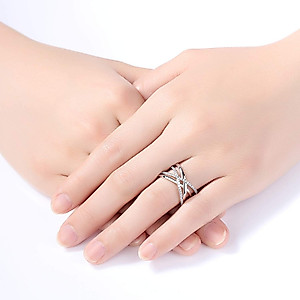 VIKI LYNN Criss Cross Rings for Women 925 Sterling Silver Wide Band Rings