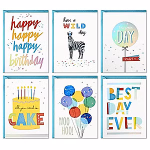 Hallmark Birthday Cards Assortment, 24 Cards with Envelopes (Rainbow Lettering, Best Day Ever)