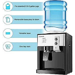 SHIOUCY Top Loading Water Cooler Dispenser - Desktop Electric Hot and Cold Dispenser,3 Temperature Settings Boiling Water, Normal Water,Ice (46-59 Degree F ) for 1 to 5 Gallon Bottles, White