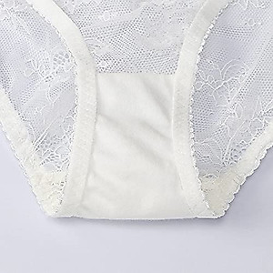 4 Piece Women Lace Lingerie Set with Garter Belts and Stockings Unlined Balconette Bra with Underwire White