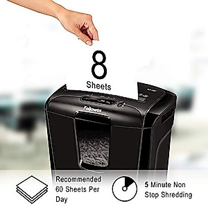 Fellowes Powershred M-8C 8 Sheet Cross Cut Personal Shredder with Safety Lock