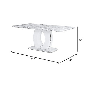 Global Furniture USA Global Furniture Faux Marble Pedestal Base Dining Table, BR