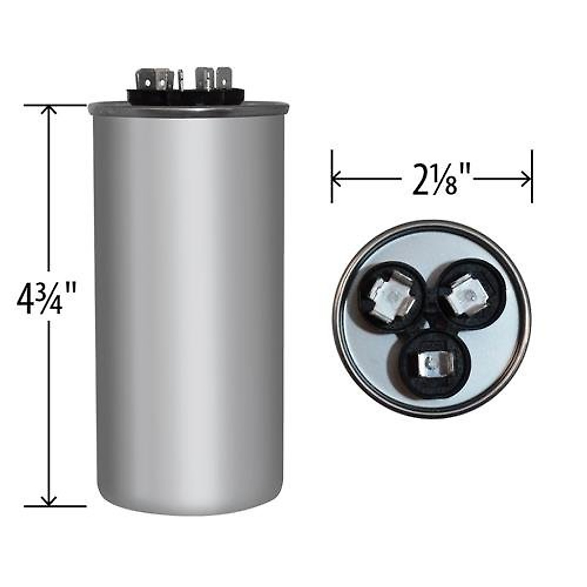 GE Genteq Capacitor round 40/5 uf MFD 440 volt 97F9838 (replaces old GE# Z97F9848BZ2), 40 + 5 MFD at 440 volts