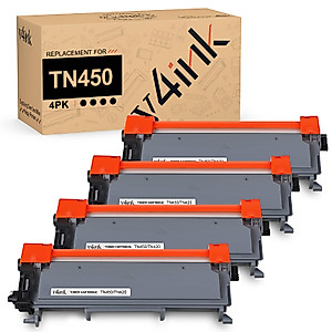 v4ink Compatible Replacement for Brother TN450 TN420 Black Toner Cartridge High Yield to use for HL-2240d HL-2270dw HL-2280dw MFC-7360n MFC-7860dw IntelliFax 2840 2940 4-Packs