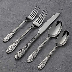 Oneida Ivy Flourish 20 Piece Fine Flatware Set, Service for 4, 18/10 Stainless Steel, Silverware Set